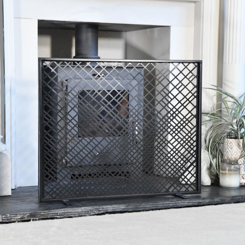 "Winterbourne" Contemporary Black Fire Screen | Black Country Metalworks
