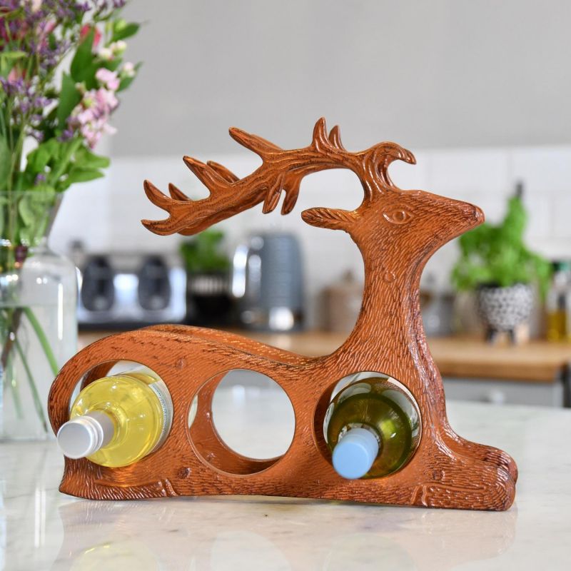 Rustic 'Laying Stag' Wine Rack | Black Country Metalworks