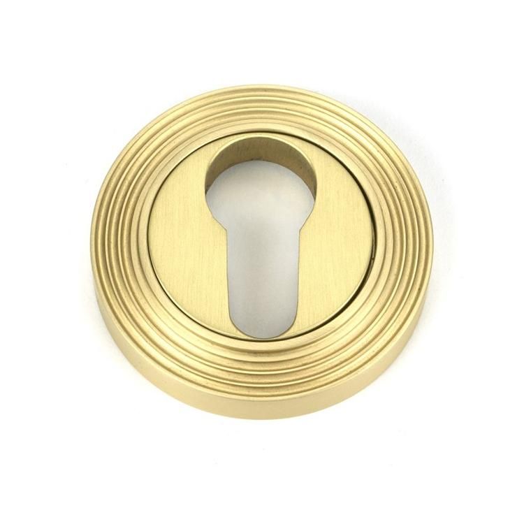 Satin Brass "Circular" Beehive Euro Escutcheon - 53mm x 11mm | Black ...