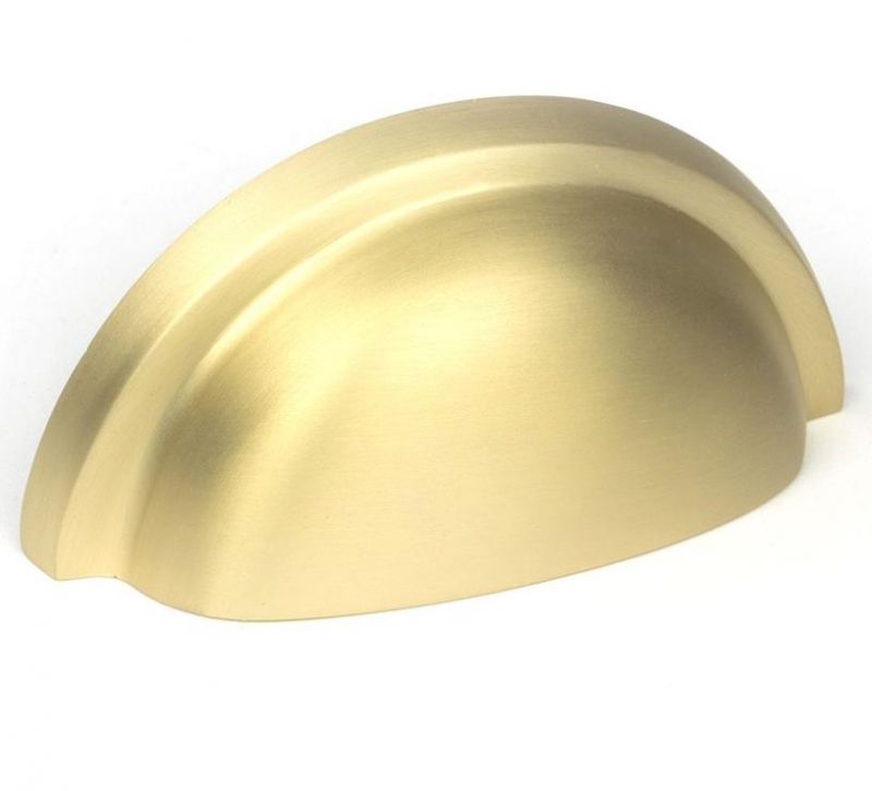 Satin Brass Concealed Drawer Pull - 85mm x 40mm | Black Country Metalworks