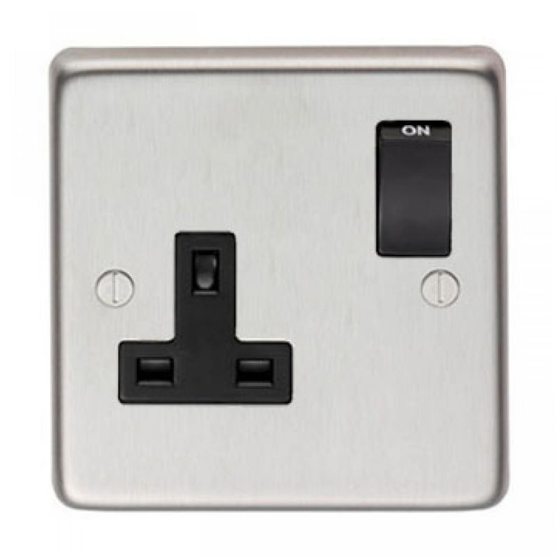 Satin Stainless Steel 13 Amp Single Plug Socket | Black Country Metalworks