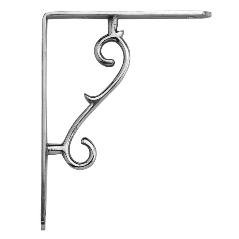 Scroll Effect Bright Chrome Shelf Bracket 18cm x 14cm | Black Country Metalworks