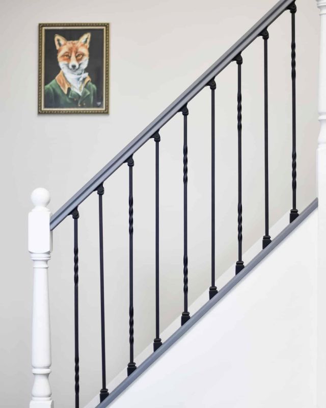 Set of 2 Matte Black "Enfield" Straight & Double Twist Stair Spindles ...