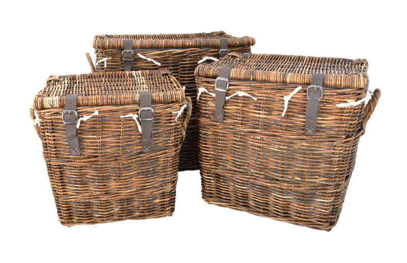 Set of 2 Traditional Rattan Log Baskets | Black Country Metalworks