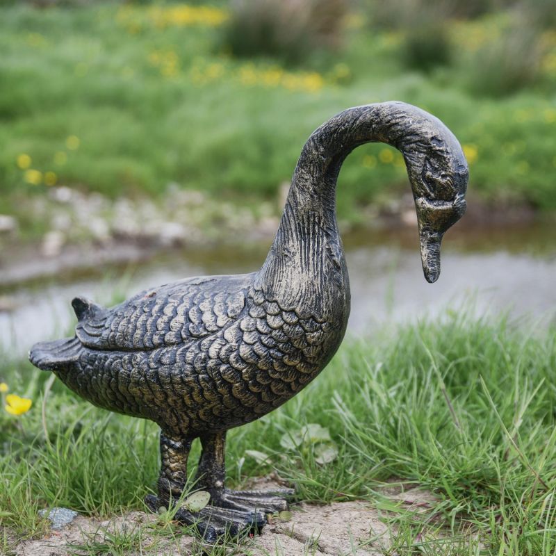 Brushed Gold Goose Sculpture | Black Country Metalworks
