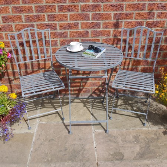 "Shabby Chic" Grey Two Seat Table Set | Black Country Metalworks