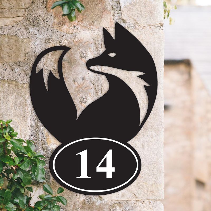 Simplistic Fox Iron House Number Sign | Black Country Metalworks