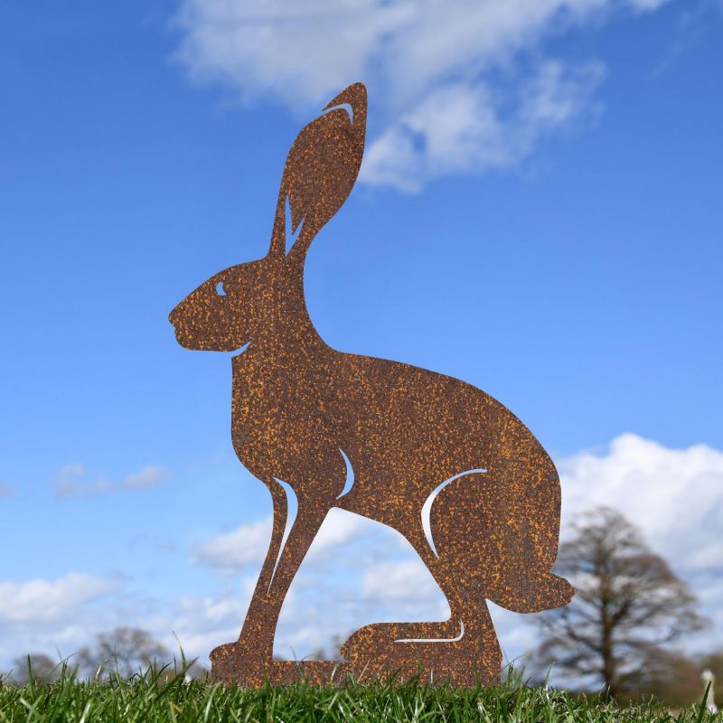 Rustic Simplistic Sitting Hare Silhouette | Black Country Metalworks