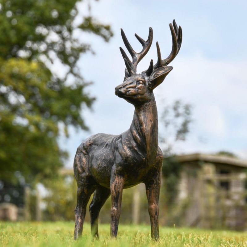 Brushed Bronze Freestanding Head Up Buck Sculpture | Black Country ...