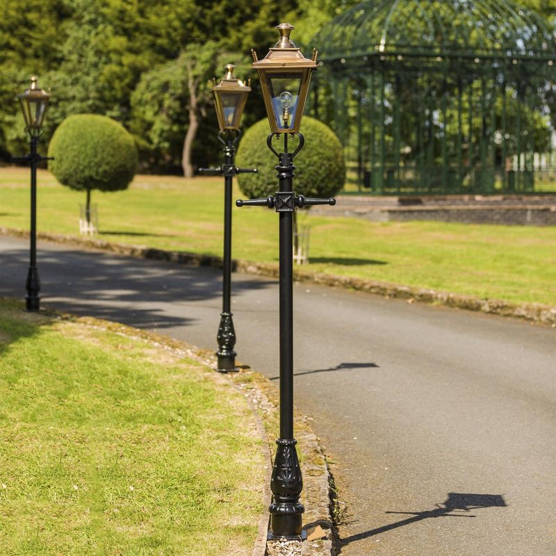 Antique Brass Dorchester Lamp Post & Lantern Set 2.3m | Black Country ...
