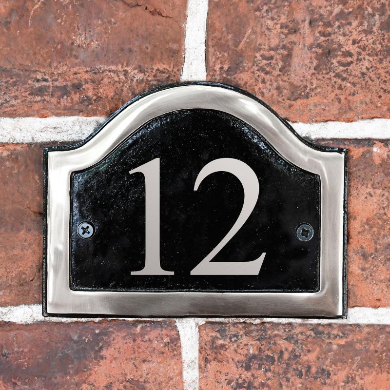 Black & Chrome Arched Number Sign - Vinyl Numbers | Black Country ...