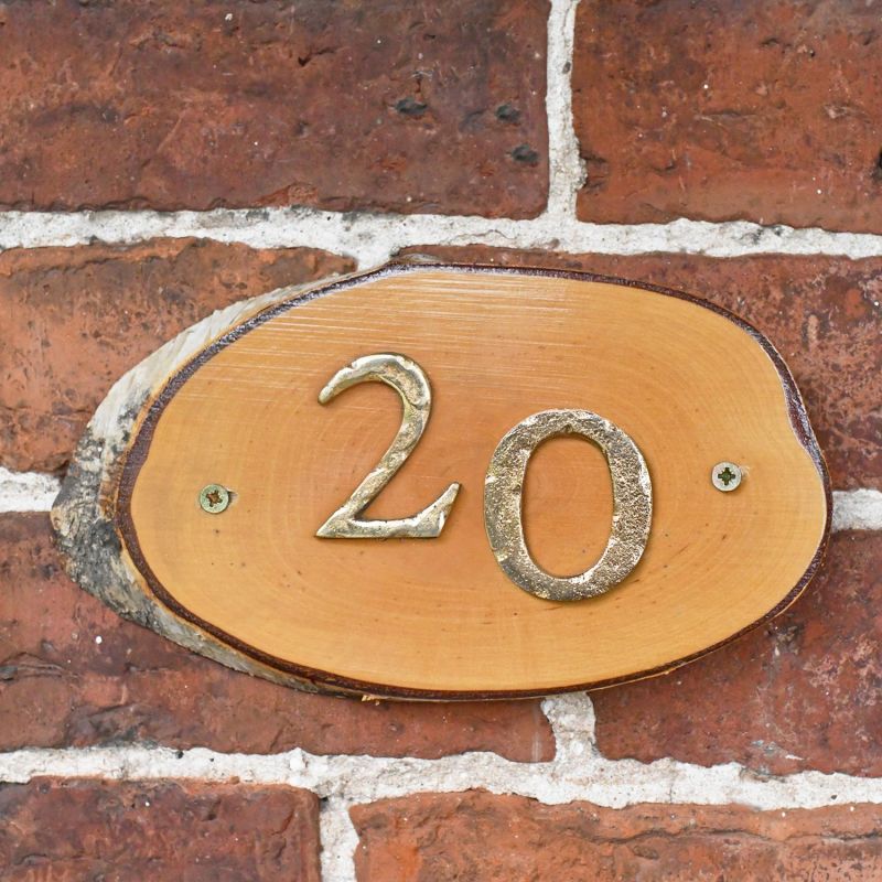 Natural Hard Wood Rustic House Number Sign - 20 | Black Country Metalworks