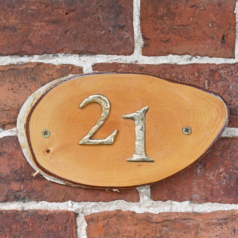 Natural Hard Wood Rustic House Number Sign - 21 | Black Country Metalworks