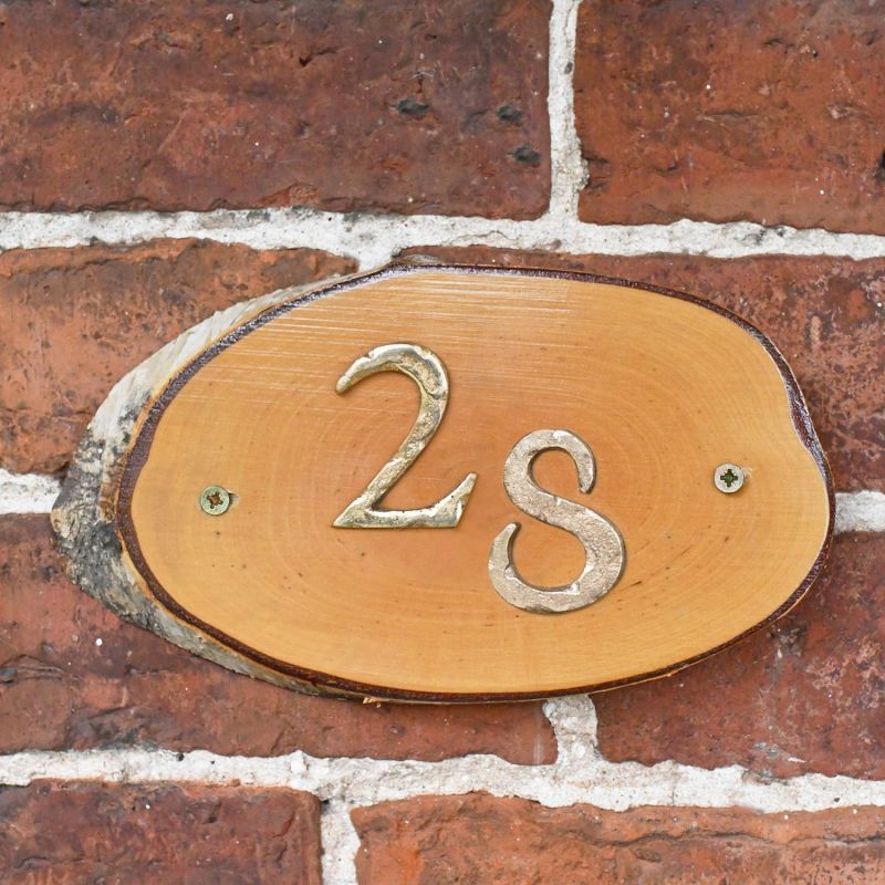 Natural Hard Wood Rustic House Number Sign - 28 | Black Country Metalworks