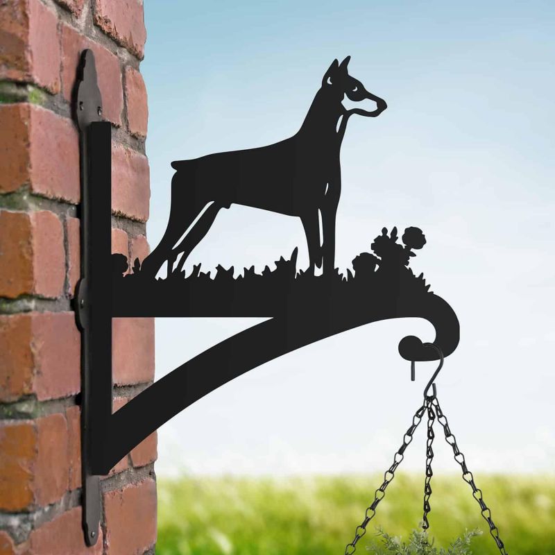 Steel Doberman Dog Hanging Basket Bracket | Black Country Metalworks