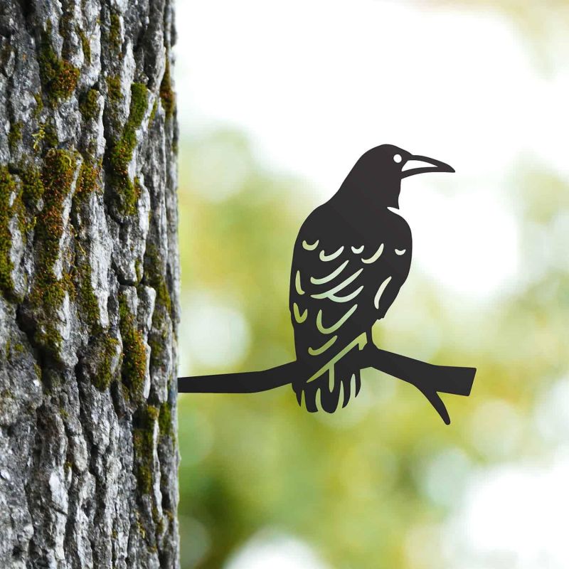Steel Rook Bird Tree Spike - Black | Black Country Metalworks