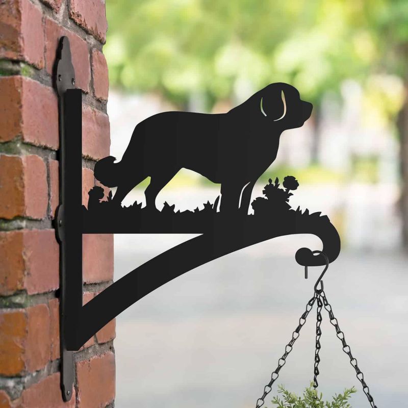 Steel Saint Bernard Dog Hanging Basket Bracket | Black Country Metalworks