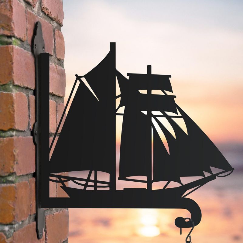 Steel Schooner Topsail Ship Hanging Basket Bracket | Black Country ...