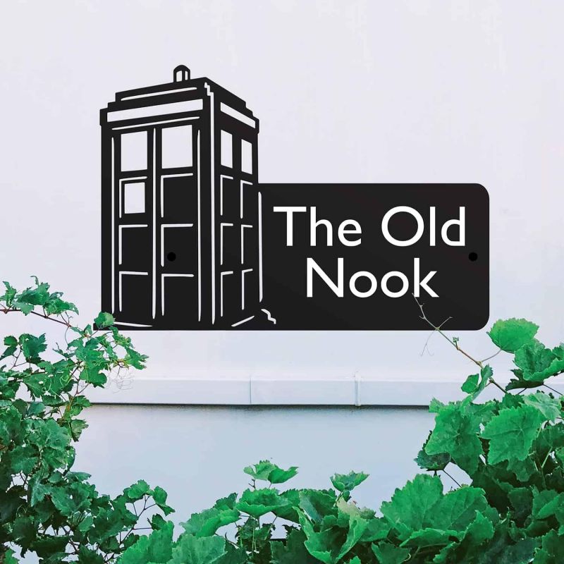 Steel Time Machine Telephone Box House Name Sign | Black Country Metalworks