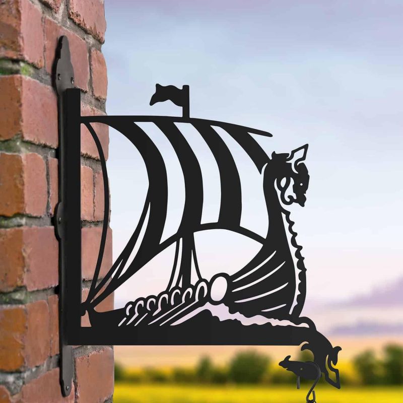 Steel Viking Ship Hanging Basket Bracket | Black Country Metalworks