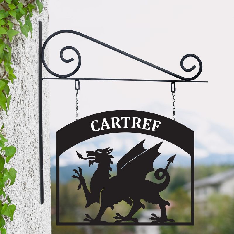 Stunning Steel Welsh Dragon Hanging House Name Sign | Black Country ...