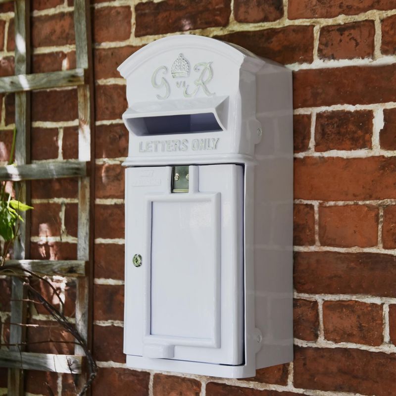 The King George Post Box Slim In White & Silver | Black Country Metalworks