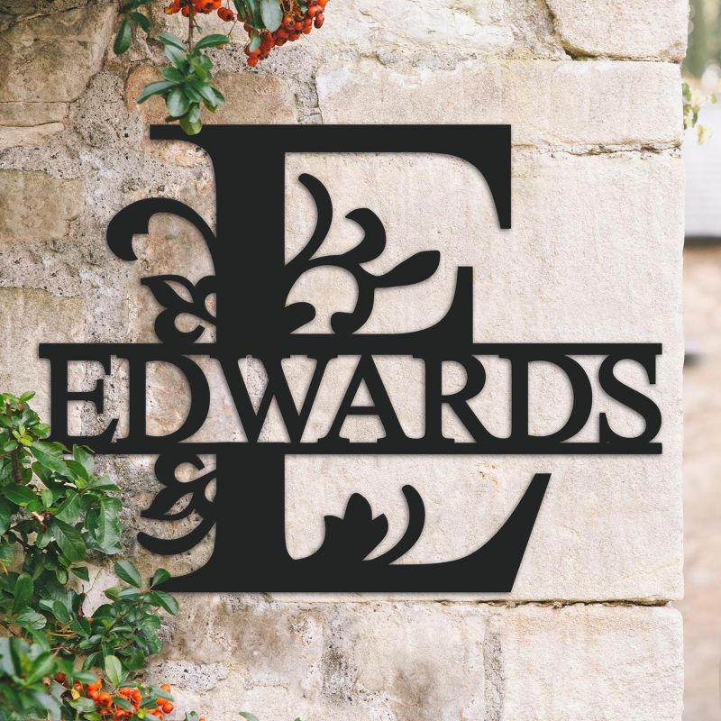Traditional Personalised Monogram House Name Sign - Letter E | Black ...