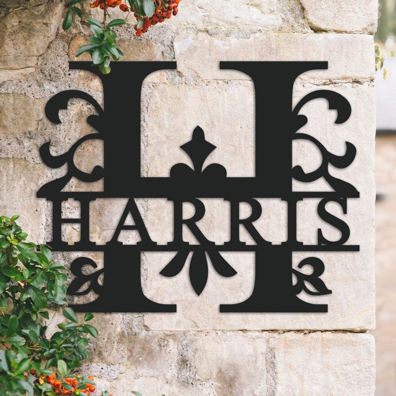 Traditional Personalised Monogram House Name Sign - Letter H | Black ...