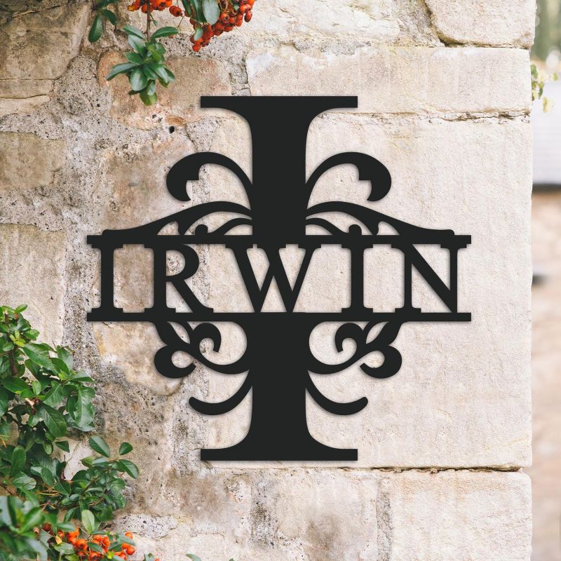 Traditional Personalised Monogram House Name Sign - Letter I | Black ...