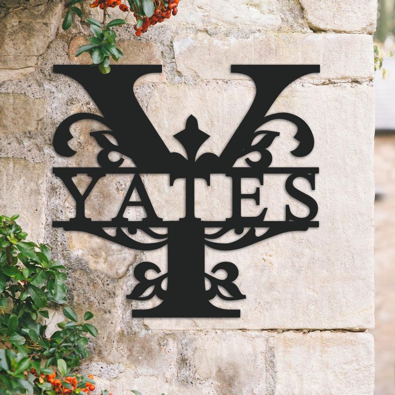 Traditional Personalised Monogram House Name Sign - Letter Y | Black ...