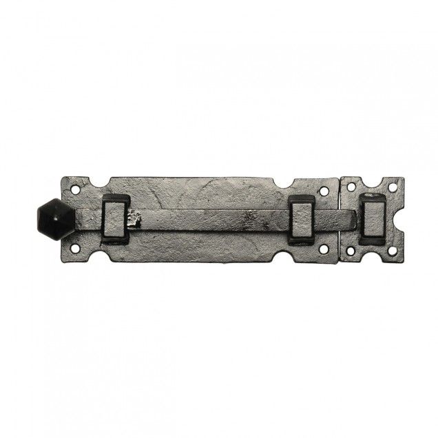Traditional Squared Black Iron Door Bolt | Black Country Metalworks
