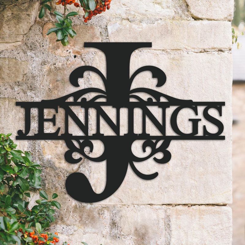Traditional Personalised Monogram House Name Sign - Letter J | Black ...