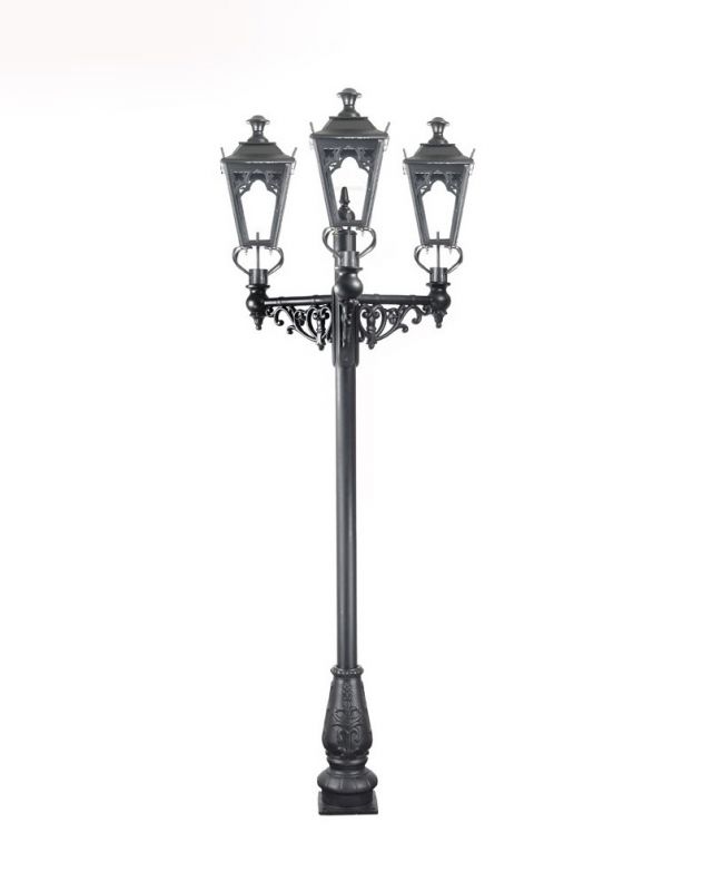 Triple Headed Gothic Style Lamp Post Set | Black Country Metalworks