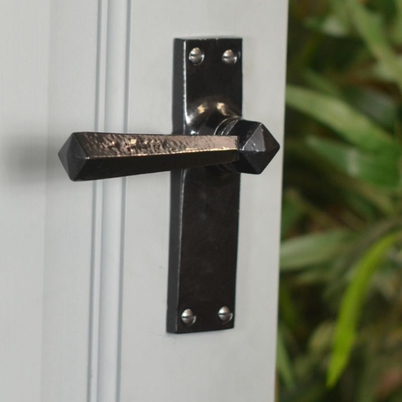 "Peregrine" Black Straight Lever Latch Set | Black Country Metalworks
