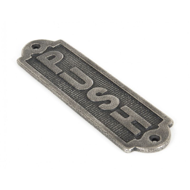 Antique Pewter 'Push' Sign or Finger Plate | Black Country Metalworks