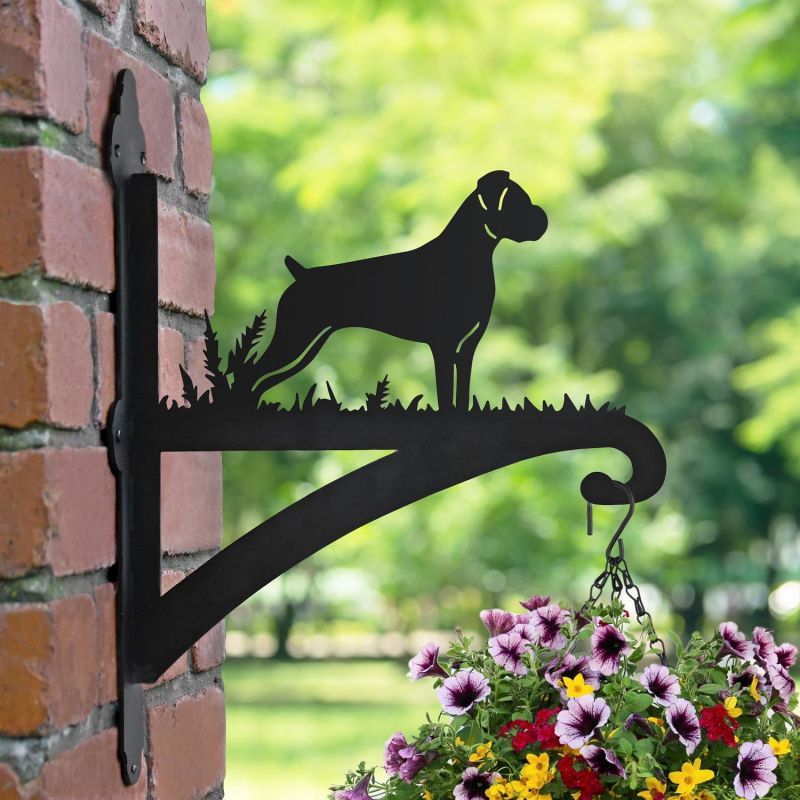 Boxer Dog Iron Hanging Basket Bracket | Black Country Metalworks