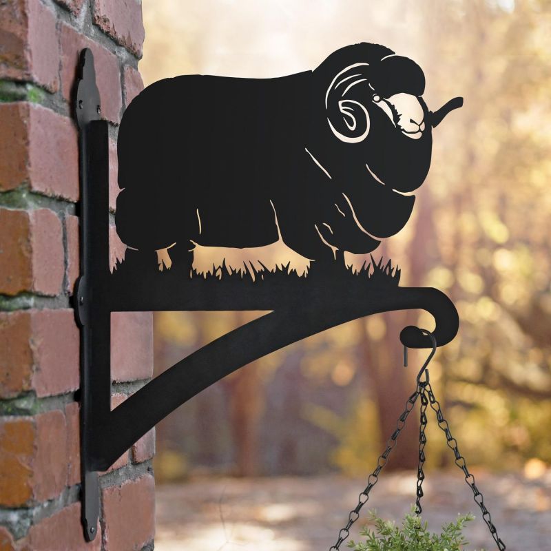 Merino Sheep Iron Hanging Basket Bracket | Black Country Metalworks