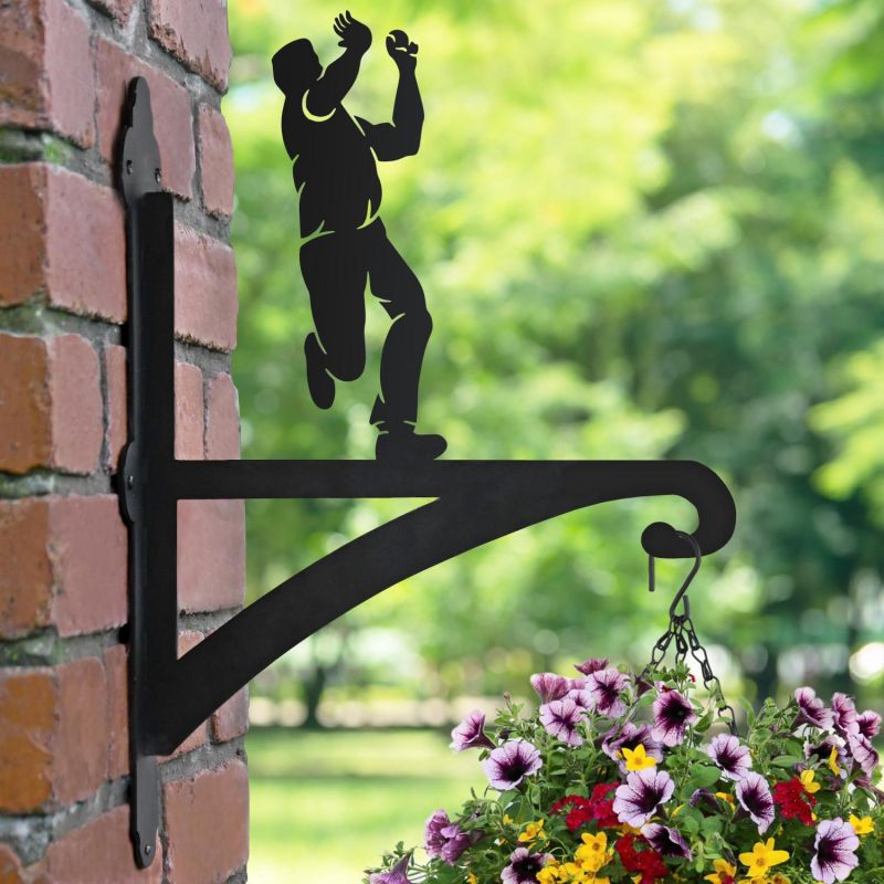 Cricket Bowler Hanging Basket Bracket | Black Country Metalworks