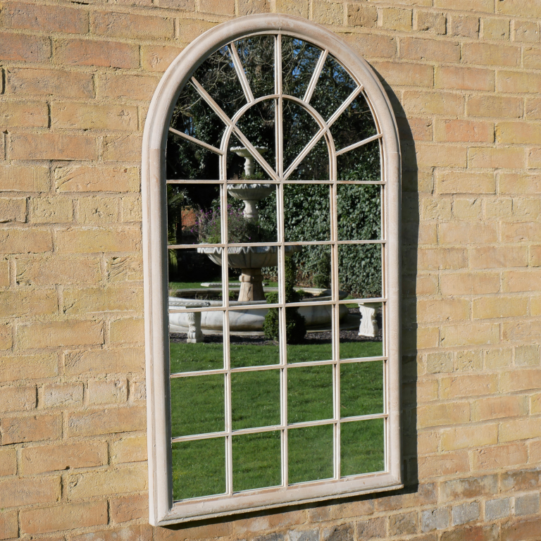 Rustic Cream Arched Garden Mirror | Black Country Metalworks