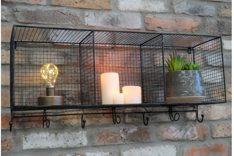 Industrial Shelf Unit with Hooks | Black Country Metalworks
