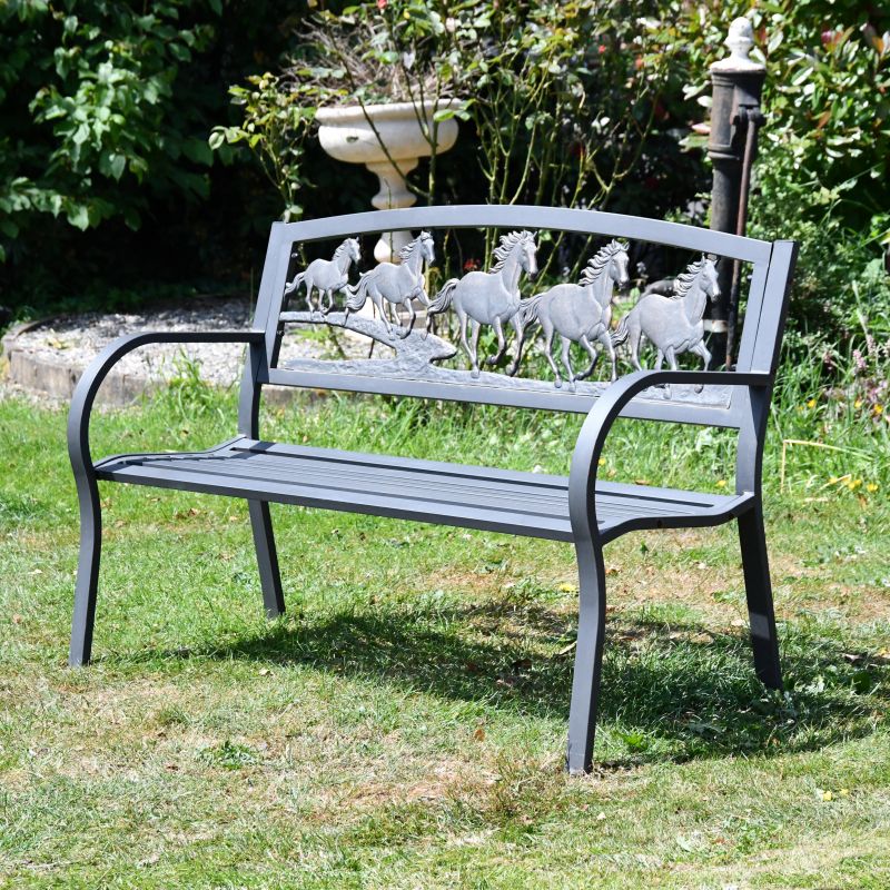 'Wild Horses' Cast Iron & Steel Bench | Black Country Metalworks