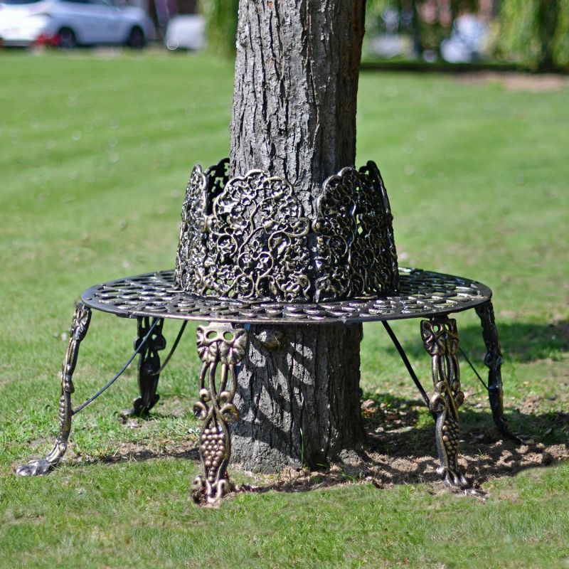 “Maylock Manor” Wrought Style Iron Tree Bench | Black Country Metalworks