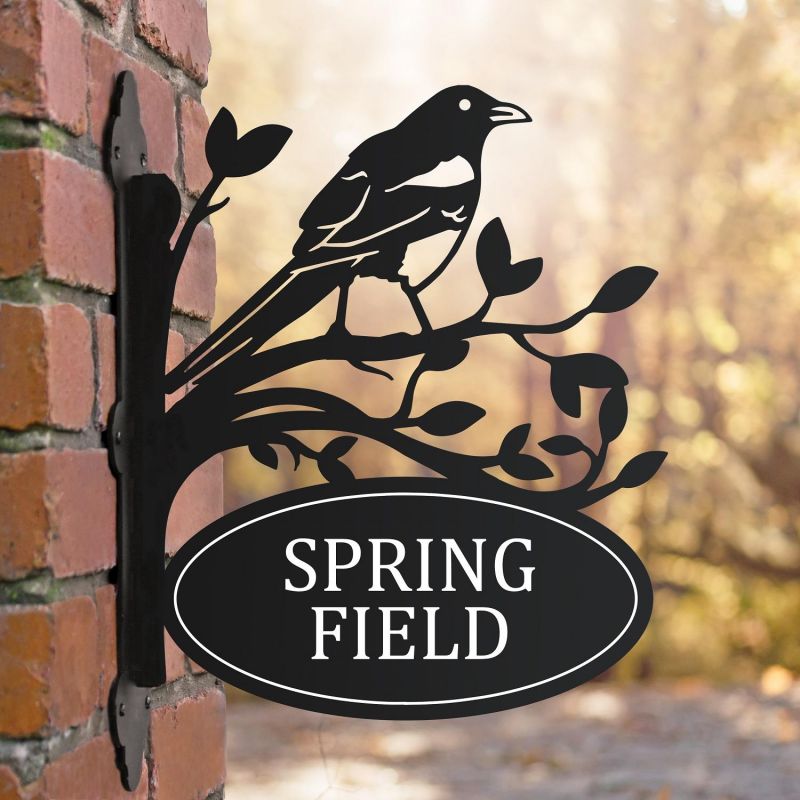 Magpie Steel Bracket House Name Sign | Black Country Metalworks