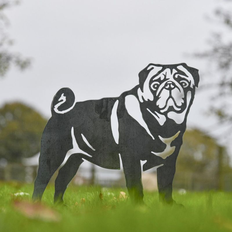 Unfinished Metal Pug Silhouette | Black Country Metalworks