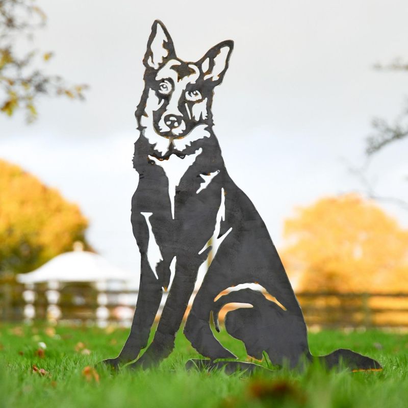 Unfinished Metal German Shepherd Silhouette | Black Country Metalworks