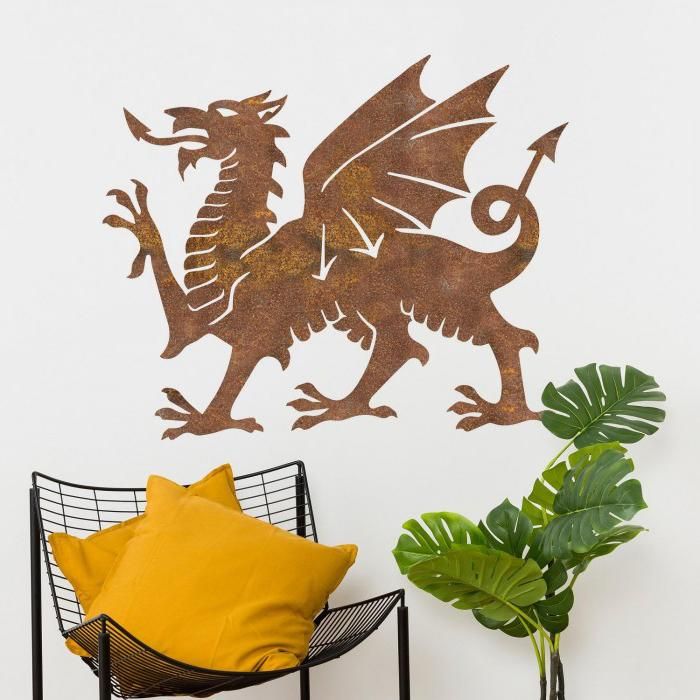 Rustic Welsh Dragon Wall Art - 100cm | Black Country Metalworks