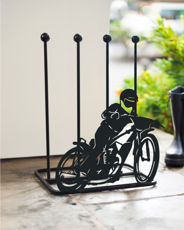 Steel 'Speedway Motorcycle Racer' Boot Rack | Black Country Metalworks