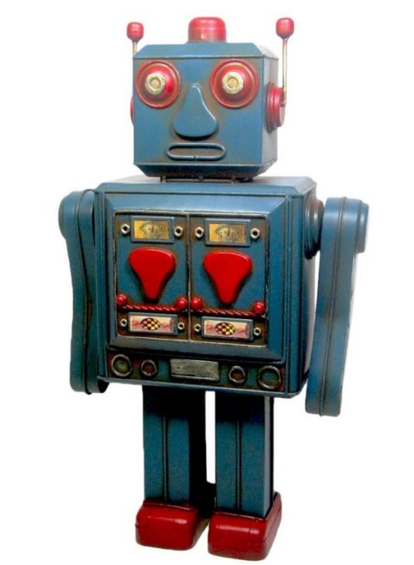 Blue & Red Robot Money Bank | Black Country Metalworks