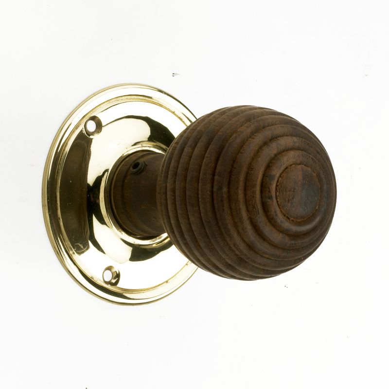 Ribbed End Wooden Door Knobs | Black Country Metalworks