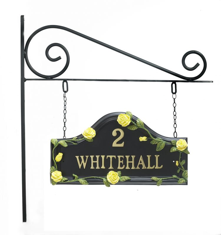 Yellow Rose Hand Painted Double Sided House Name Sign | Black Country ...
